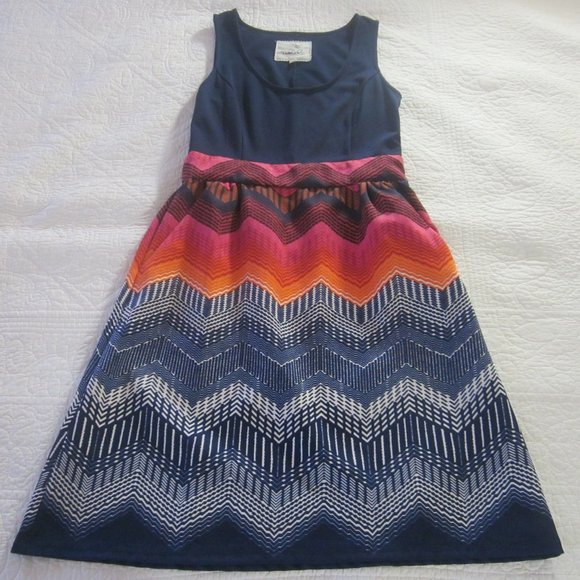 Anthropologie | Dresses | Tabitha Dress 2 Chevron Fit Flare Pockets ...
